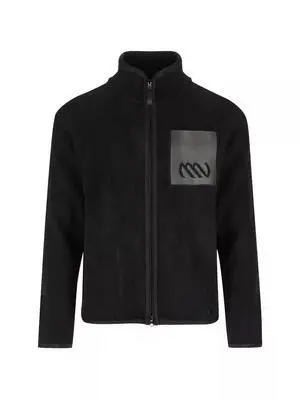 MASSIMO OSTI STUDIO Logo-patch Ribbed-knit Cardigan - Black