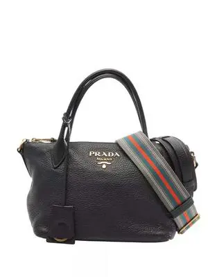 Prada 2010-2026 Vitello Daino Zip Top Satchel - Black