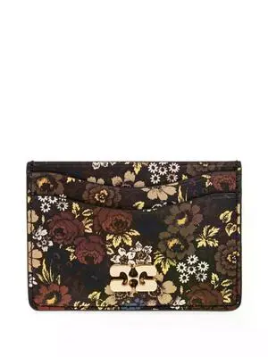 GANNI Floral-motif Card Holder - Brown