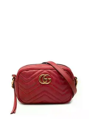 Gucci 2016-2026 Mini Gg Marmont Matelasse Leather Crossbody Bag - Red