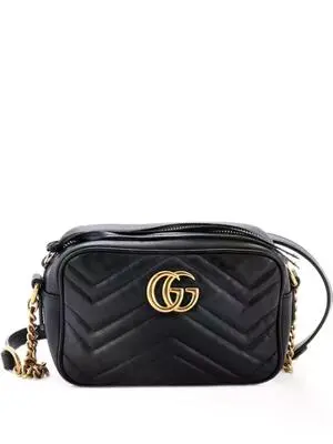Gucci Gg Marmont Shoulder Bag Matelasse Leather Mini Crossbody Bag - Black