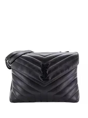 Saint Laurent Loulou Matelasse Chevron Leather Medium Shoulder Bag - Black