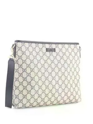 Gucci Zip Top Messenger Bag Gg Coated Canvas Medium Crossbody Bag - Blue