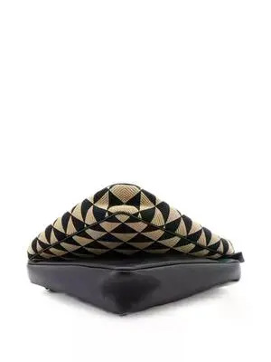 Prada Double Symbole Triangle Bag Leather And Jacquard Mini Shoulder Bag