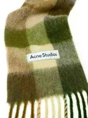 Acne Studios Mohair Check Scarf - Green