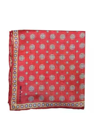 Kiton Medallion-print Silk Handkerchief - Red