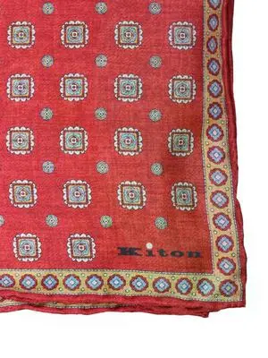 Kiton Medallion-print Silk Handkerchief - Red