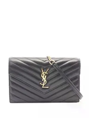Saint Laurent 2010s Cassandra Envelope Chain Wallet - Black