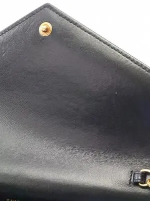 Saint Laurent 2010s Cassandra Envelope Chain Wallet - Black