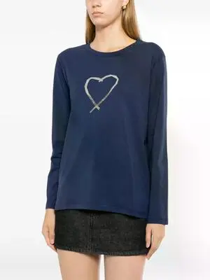 AGNES B. Heart-print Long-sleeve T-shirt