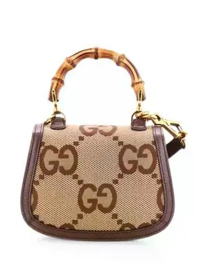 Gucci Bamboo 1947 Top Handle Bag Jumbo Gg Canvas Mini Crossbody Bag