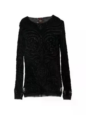 JEAN PAUL GAULTIER 2000s Velvet-effect Mesh Top - Black