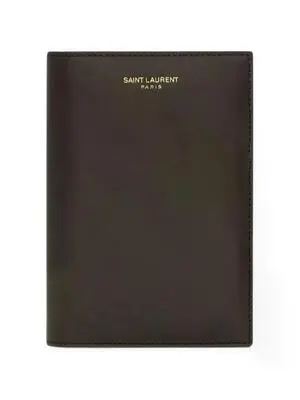Saint Laurent Logo-print Passport Case - Brown