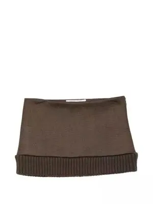 Miu Miu 2000s Mesh-knit Ribbed-trim Mini Skirt - Brown
