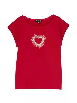 AGNES B. Heart Print T-shirt - Red