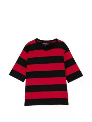 AGNES B. Striped Cotton T-shirt - Red