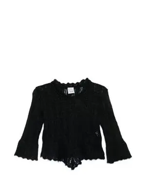 Moschino 2000s Lace-knit Flared-sleeve Sweater - Black