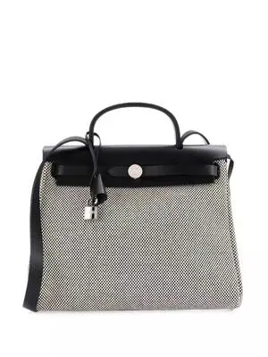 Hermès Herbag Zip Criss Viking Toile And Leather 31 Shoulder Bag - Black