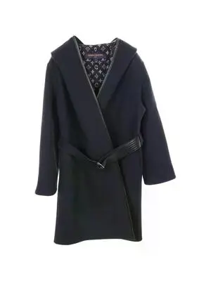 LOUIS VUITTON 2010s Monogram Hooded Wrap Coat - Blue