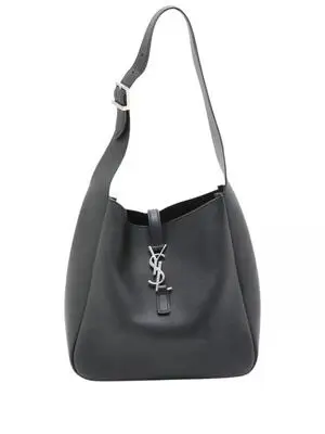 Saint Laurent Small Grained Calfskin Hobo Shoulder Bag - Black