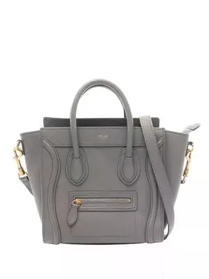 Celine 2000-2026 Nano Leather Luggage Tote Satchel - Grey