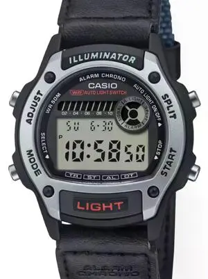 Casio 43mm Digital Watch With Leather Strap - Grey