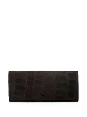 LE SILLA Crocodile-effect Suede Clutch Bag - Brown