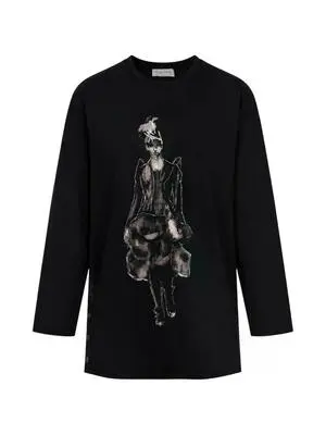 Yohji Yamamoto Graphic-print Side-slit T-shirt