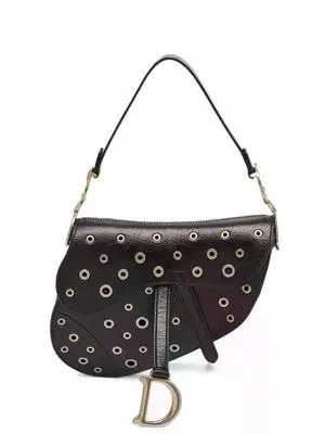 Dior 2024 Medium Saddle Eyelet-detail Shoulder Bag - Black