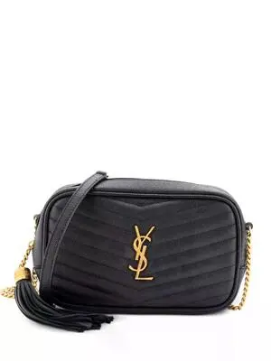 Saint Laurent Lou Camera Bag Matelasse Chevron Leather Mini Crossbody Bag - Black
