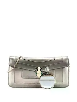 BVLGARI Serpenti Forever Chain Metallic Leather Clutch Bag