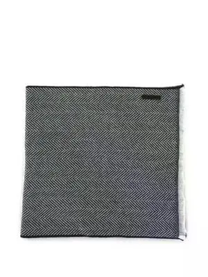 Zegna Herringbone-pattern Frayed Scarf - Grey