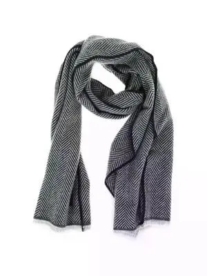 Zegna Herringbone-pattern Frayed Scarf