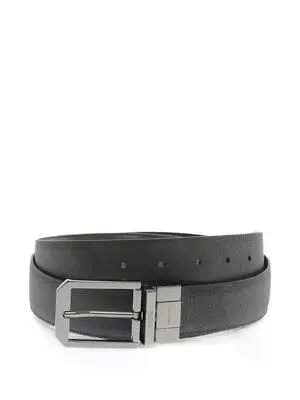 Zegna Reversible Hammered Leather Belt - Black
