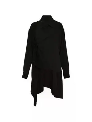 Yohji Yamamoto Asymmetric Tie-fastening Blouse - Black