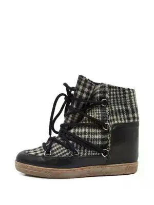 ISABEL MARANT VINTAGE Nowels Houndstooth Snow Boots - Black