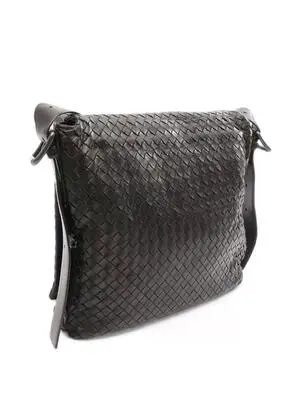 Bottega Veneta 2000s Intrecciato Leather Messenger Bag - Brown
