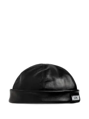 Moschino Logo-patch Leather Hat - Black
