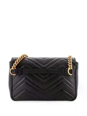 Gucci Pearly Gg Marmont Flap Matelasse Leather Belt Bag - Black
