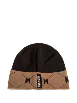Moschino Print Beanie Hat - Brown