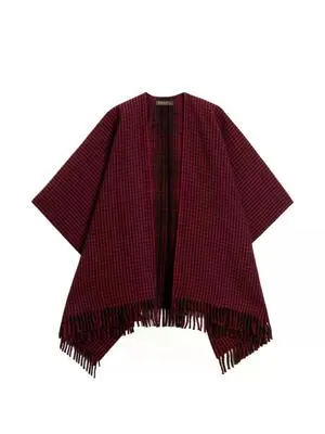 Woolrich Check Fringed Cape - Red