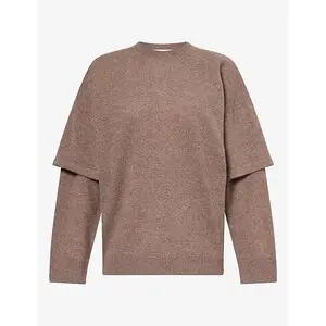 DARKPARK Troy Double-sleeve Cashmere And Wool Knit Jumper - Brown