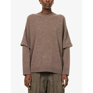 DARKPARK Troy Double-sleeve Cashmere And Wool Knit Jumper - Brown