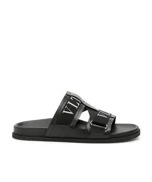 Valentino Garavani Vltn Leather Slides - Black