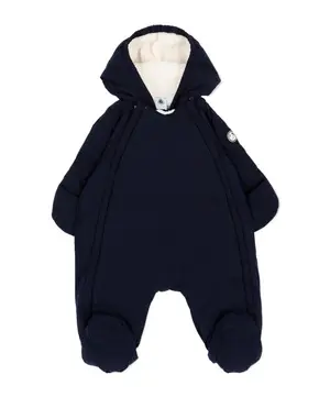 Petit Bateau Long Sleeve Hooded Bodysuit With Integrated Footies