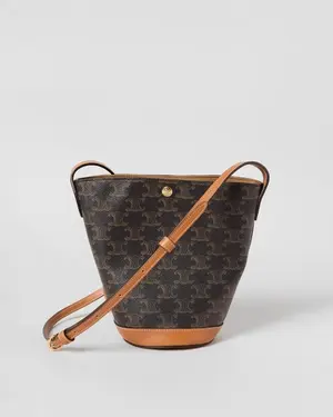 Celine Mini Bucket Bag In Triomphe Canvas