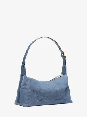Michael Kors Teddi Medium Washed Denim Slouchy Shoulder Bag In By