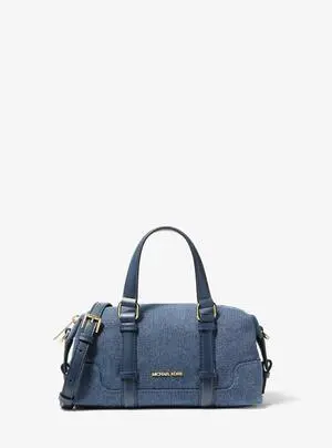 Michael Kors Teddi Extra-small Washed Denim Slouchy Crossbody Bag In By - Blue