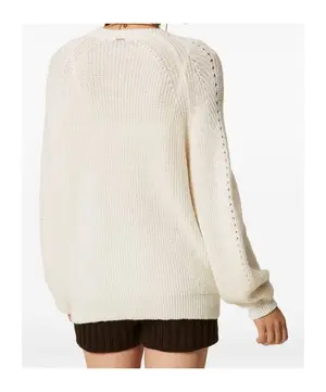 TWINSET Crochet Floral Appliqué Knit V-neck Cardigan