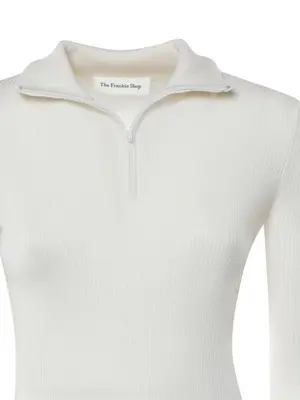 THE FRANKIE SHOP Ribbed Knit Zip Sweater